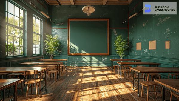 Science Classroom with Wooden Floor Zoom Background ...