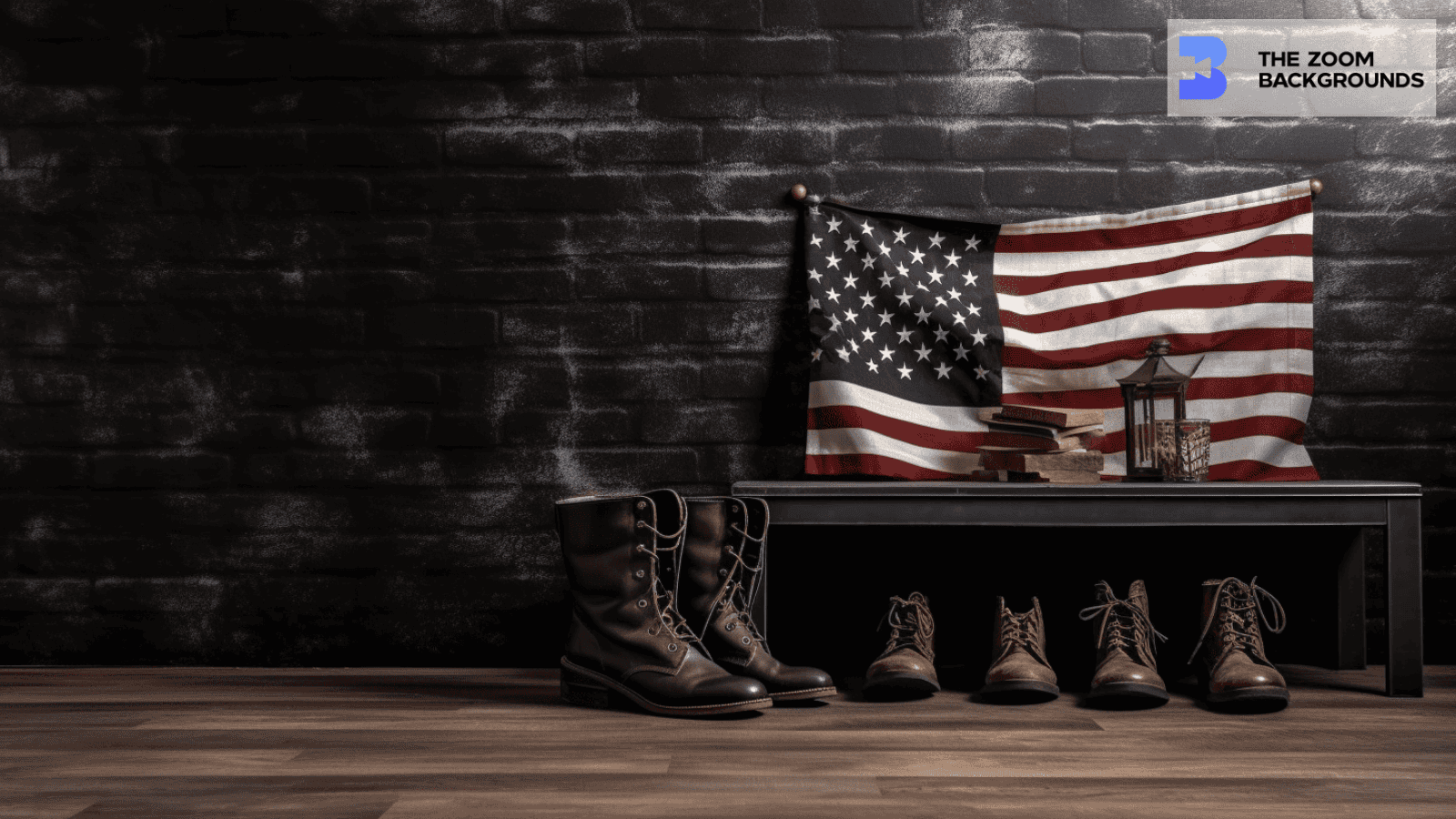 Military Boots on the Floor Zoom Background – thezoombackgrounds.com