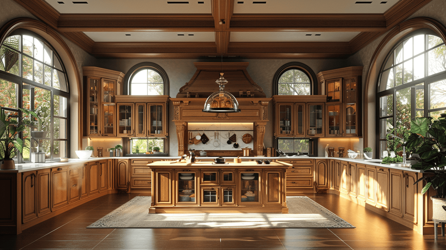 Big Wooden Style Kitchen Zoom Background – thezoombackgrounds.com