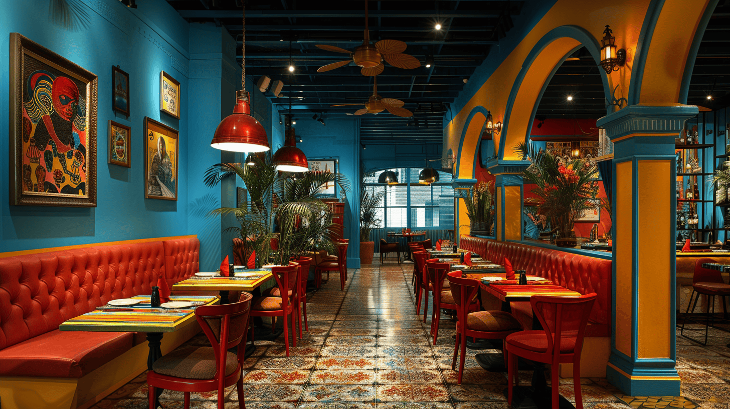 Cuban Restaurant Interior Zoom Background – thezoombackgrounds.com