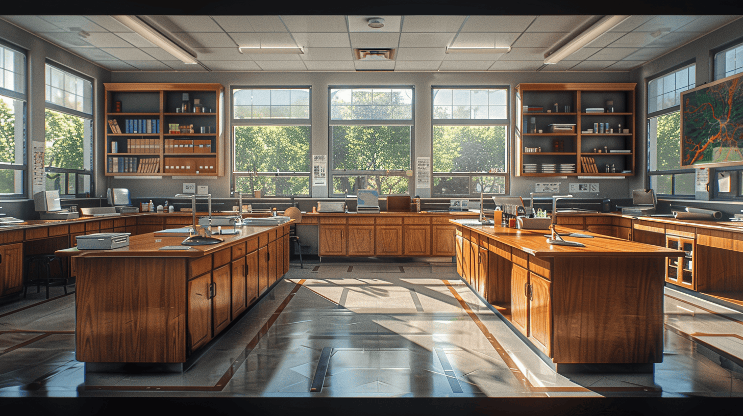 Science Laboratory with Wooden Lavatory Zoom Background ...