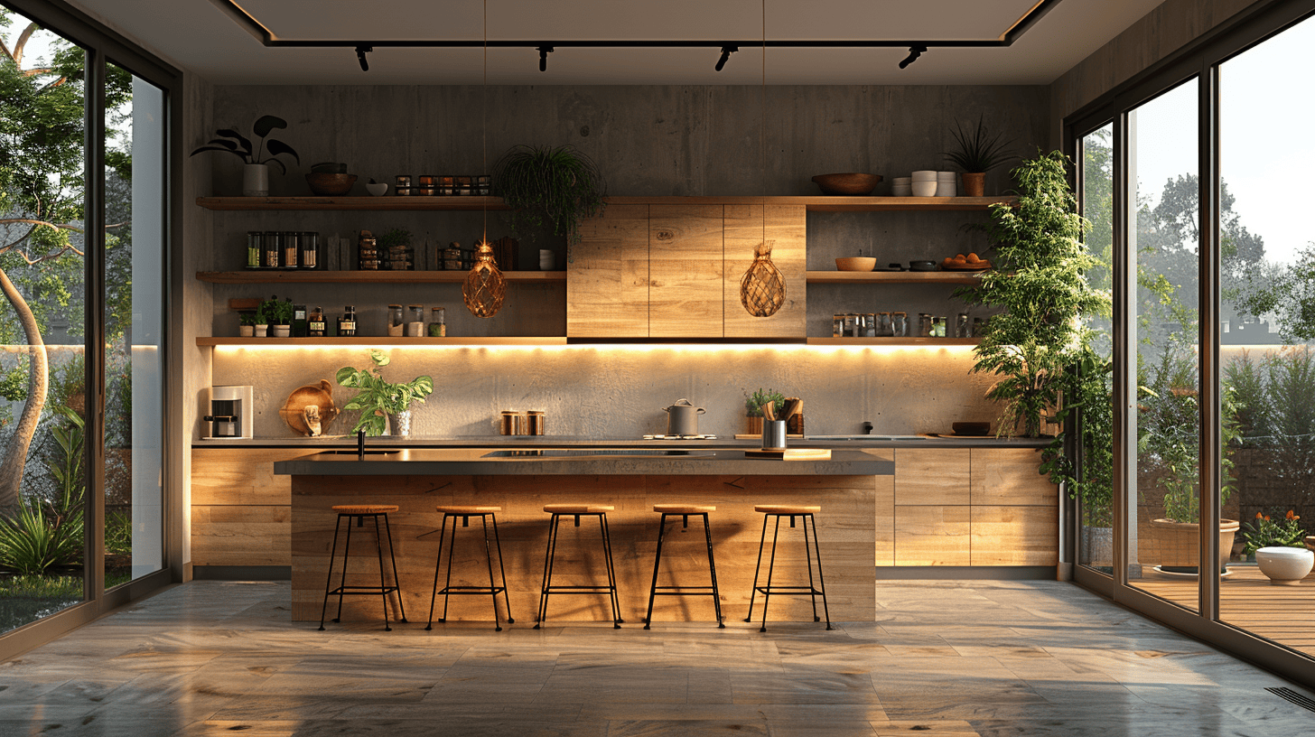 Modern Style Kitchen Zoom Background – thezoombackgrounds.com