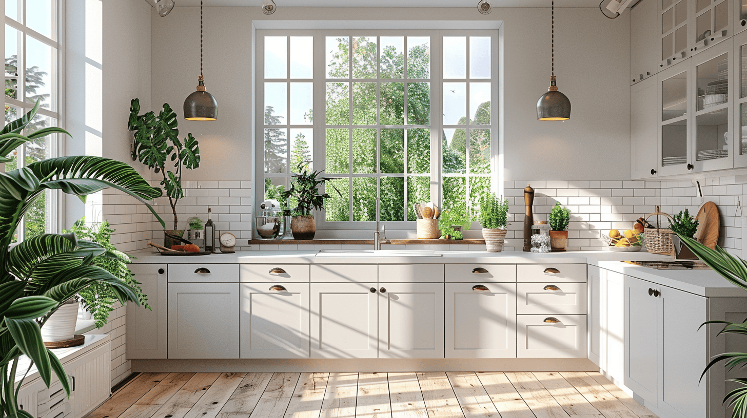 White Simple And Clean Kitchen Zoom Background – thezoombackgrounds.com