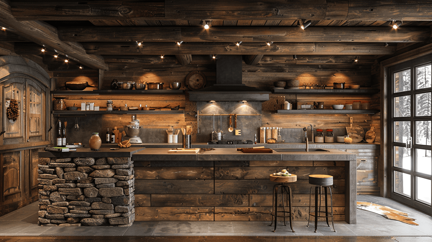 Cabin Style Kitchen Zoom Background – thezoombackgrounds.com