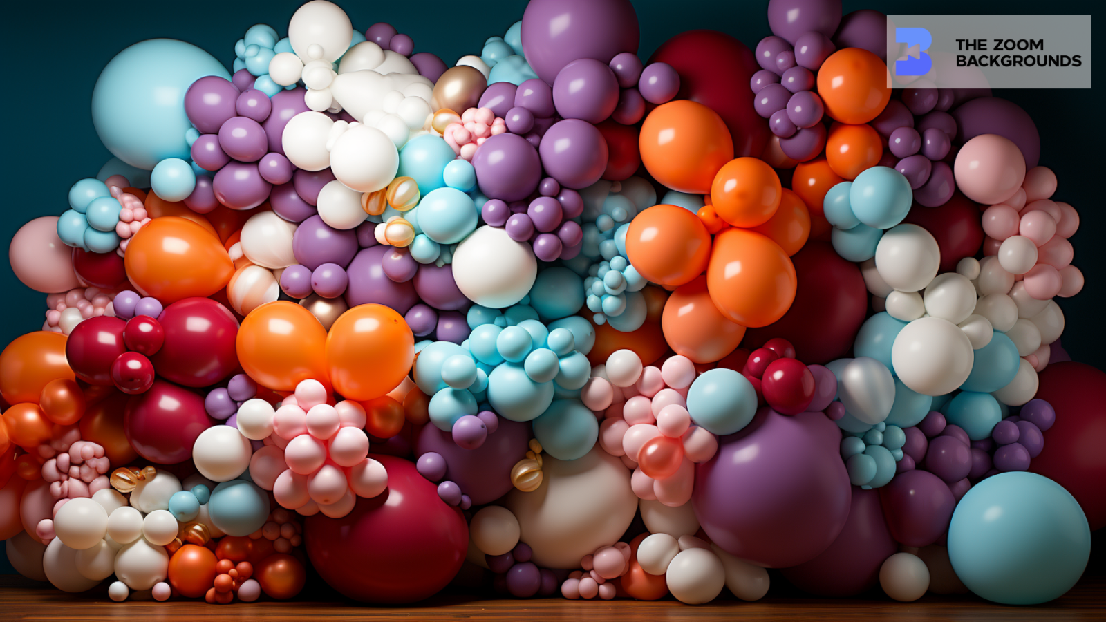 Vibrant Balloon Wall Zoom Background – thezoombackgrounds.com