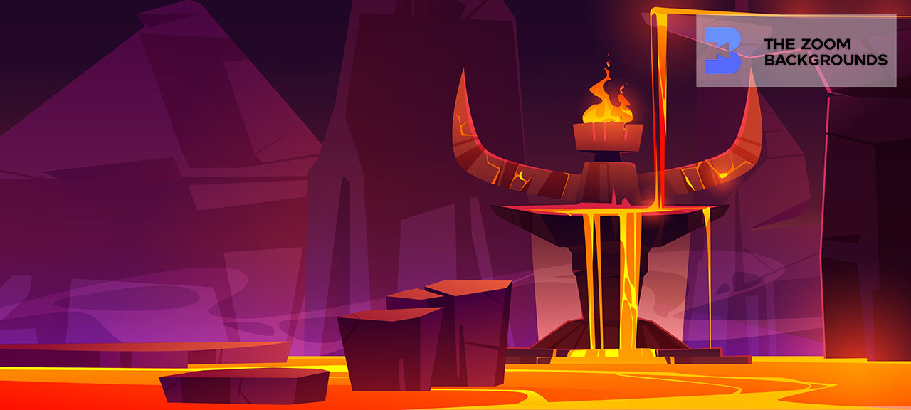 Cartoon Infernal Hot Lava Cave - Work in Hell Zoom Background ...