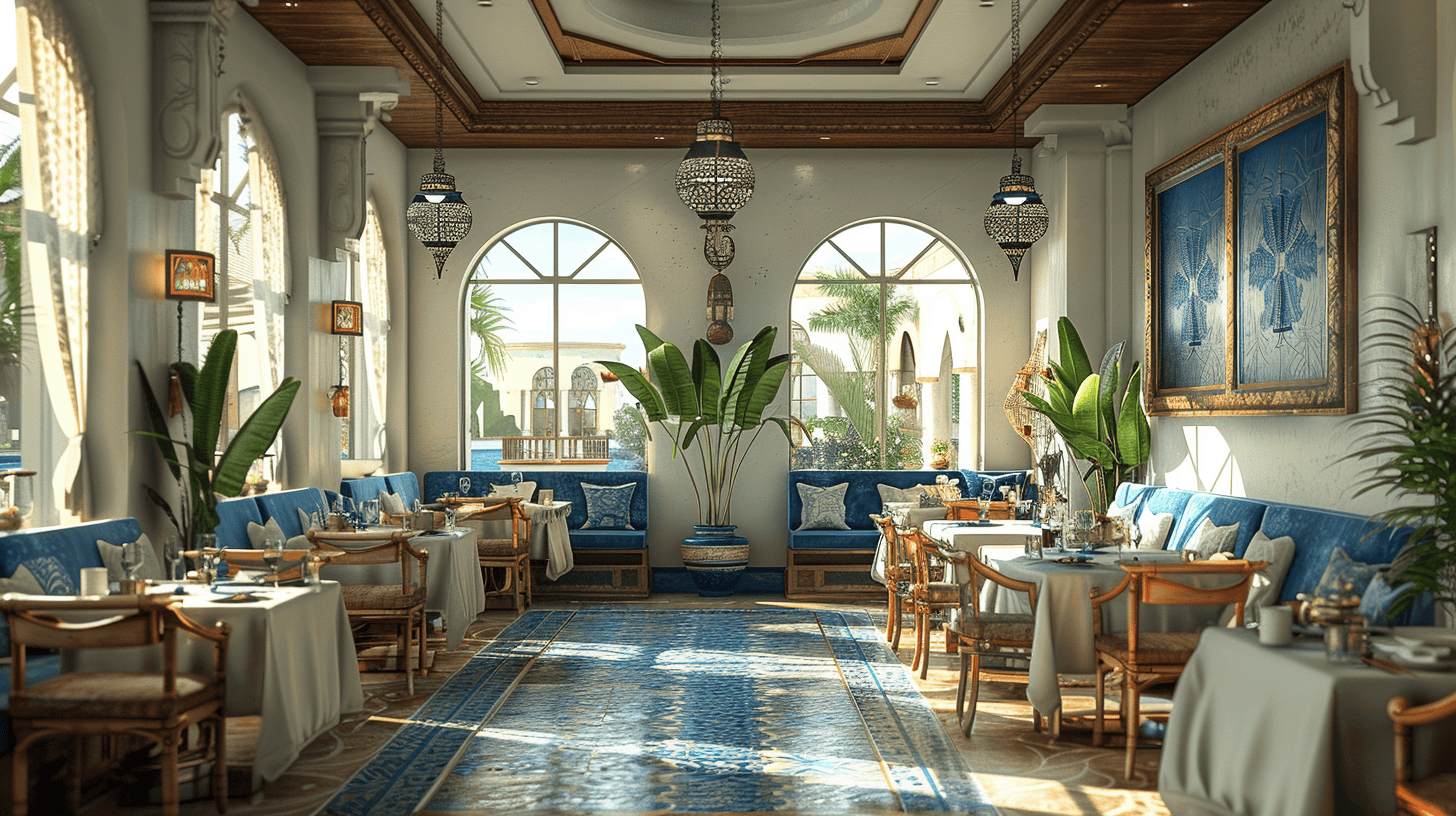 Moroccan Style Restaurant Zoom Background – thezoombackgrounds.com