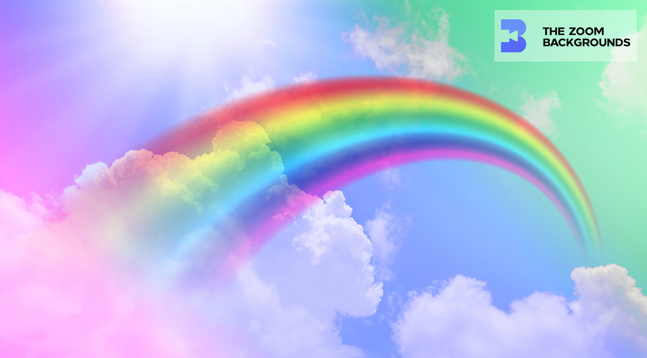 Fantasy Bright Rainbow in Sky Zoom Background – thezoombackgrounds.com