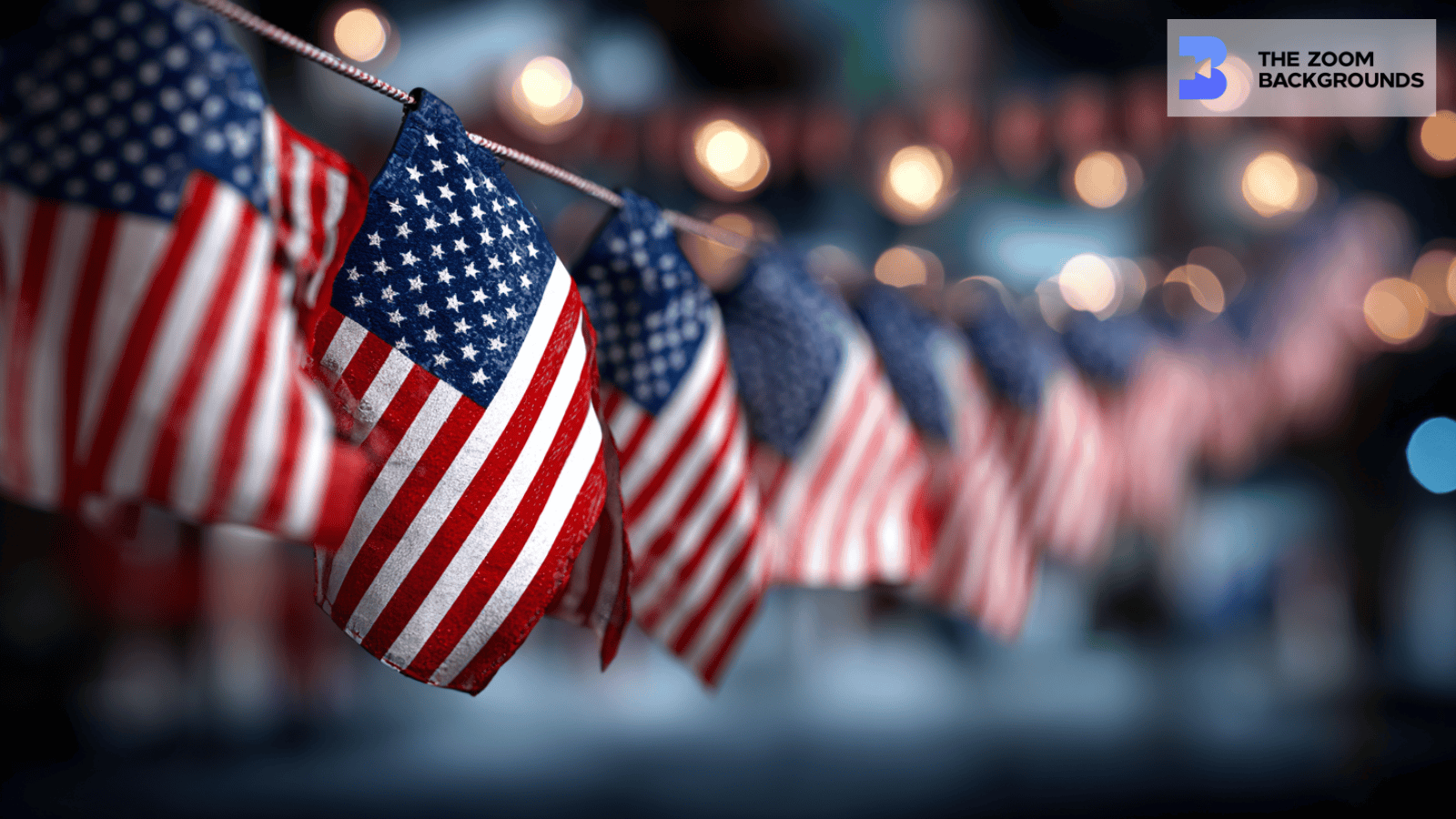 American Flag Garland Zoom Background – thezoombackgrounds.com