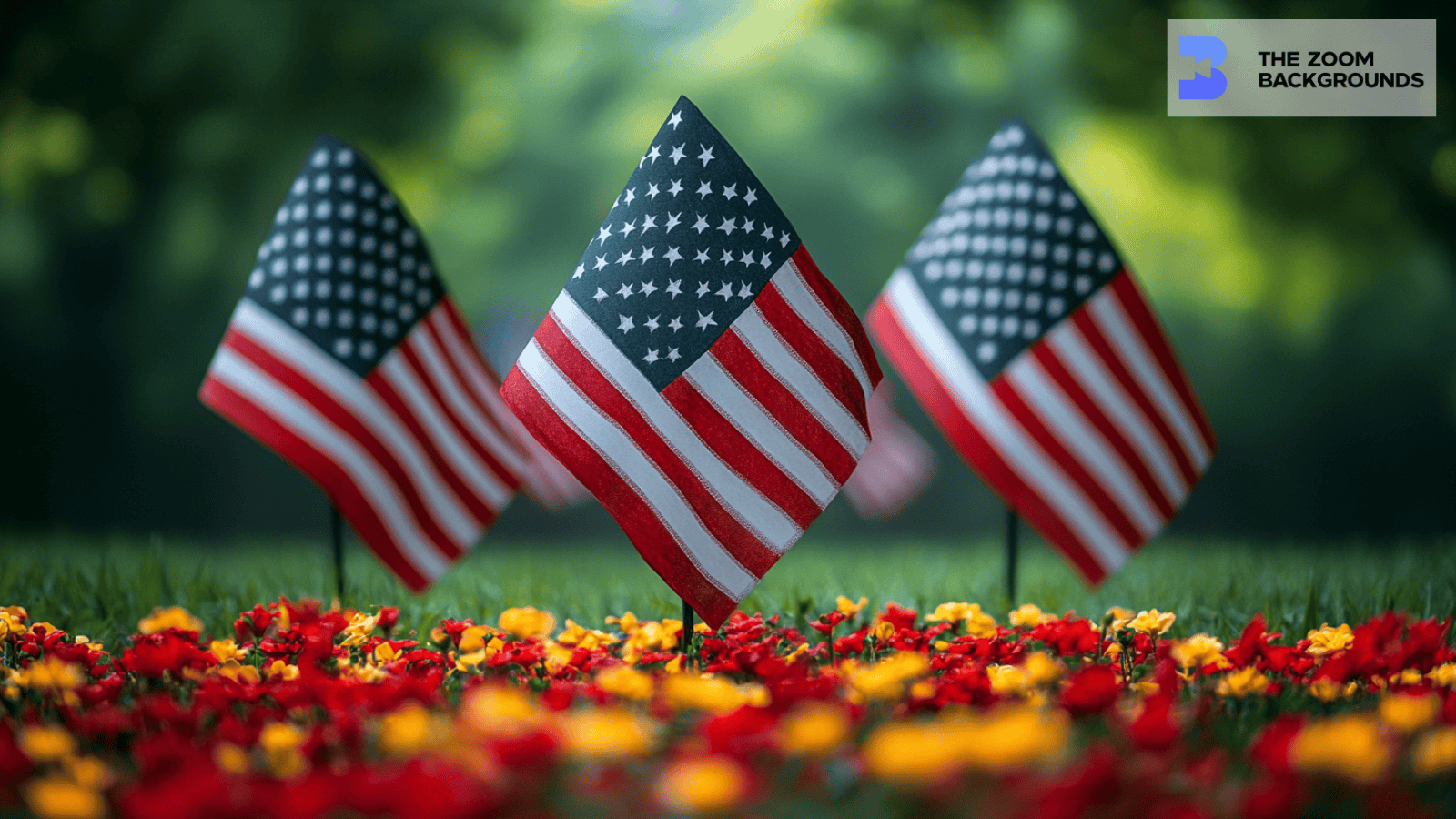 3 American Flag Stick Zoom Background – thezoombackgrounds.com