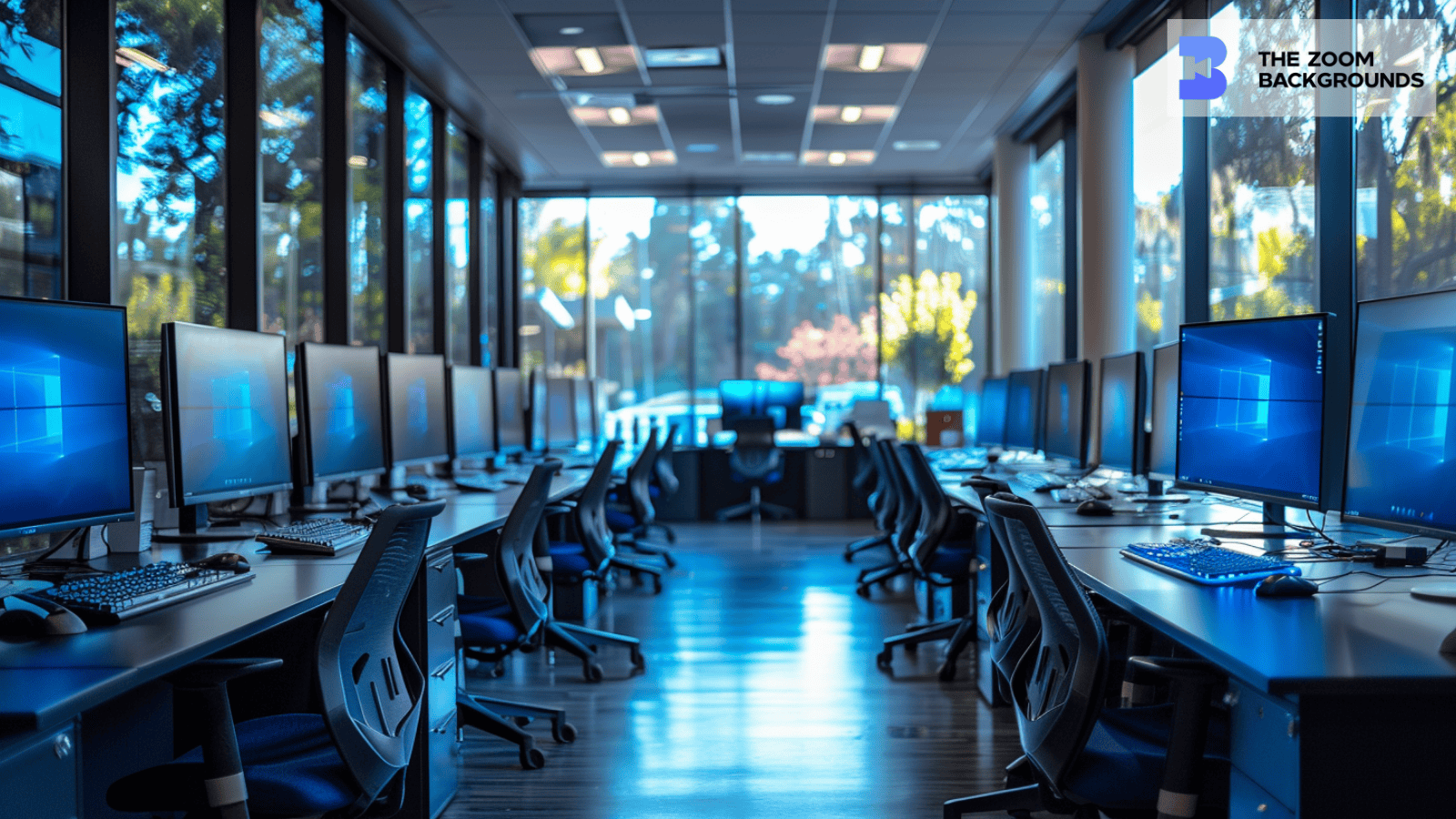 Glass Panel Wall Call Center Office Zoom Background ...