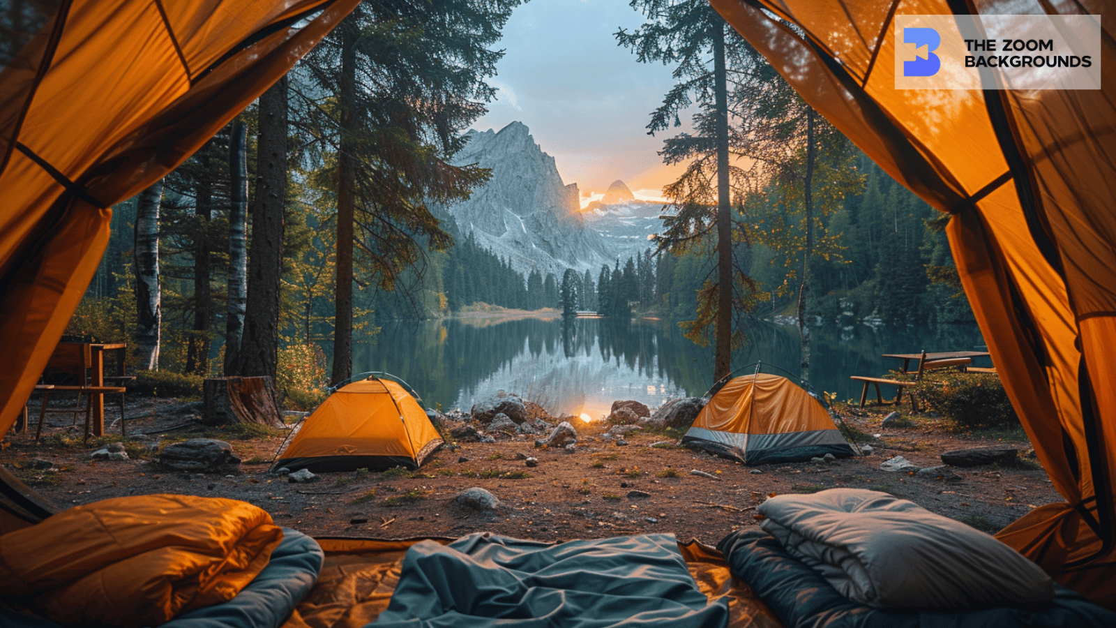 Stunning Camping Tent View Zoom Background – thezoombackgrounds.com