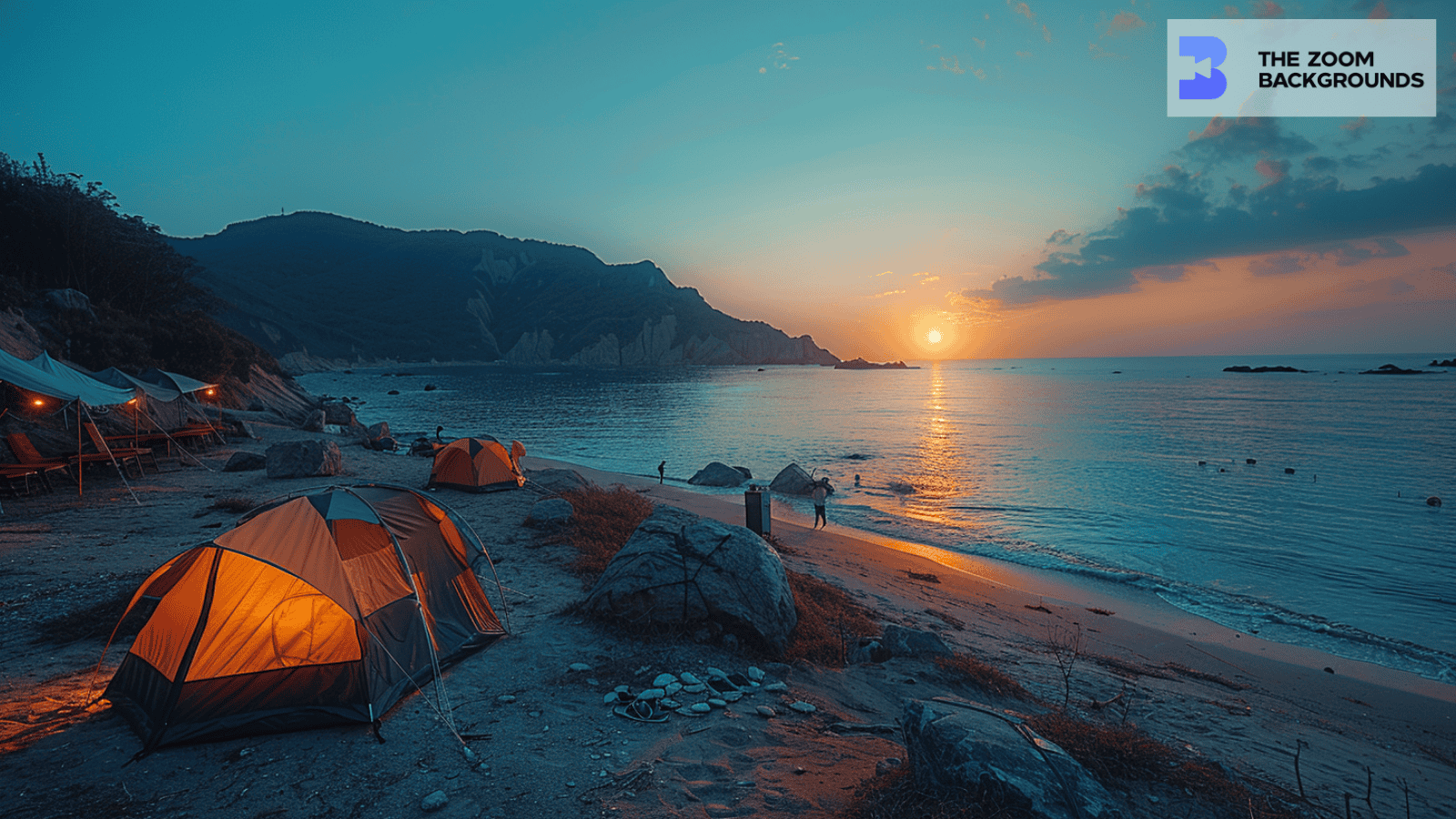 Beach Camping Zoom Background – thezoombackgrounds.com