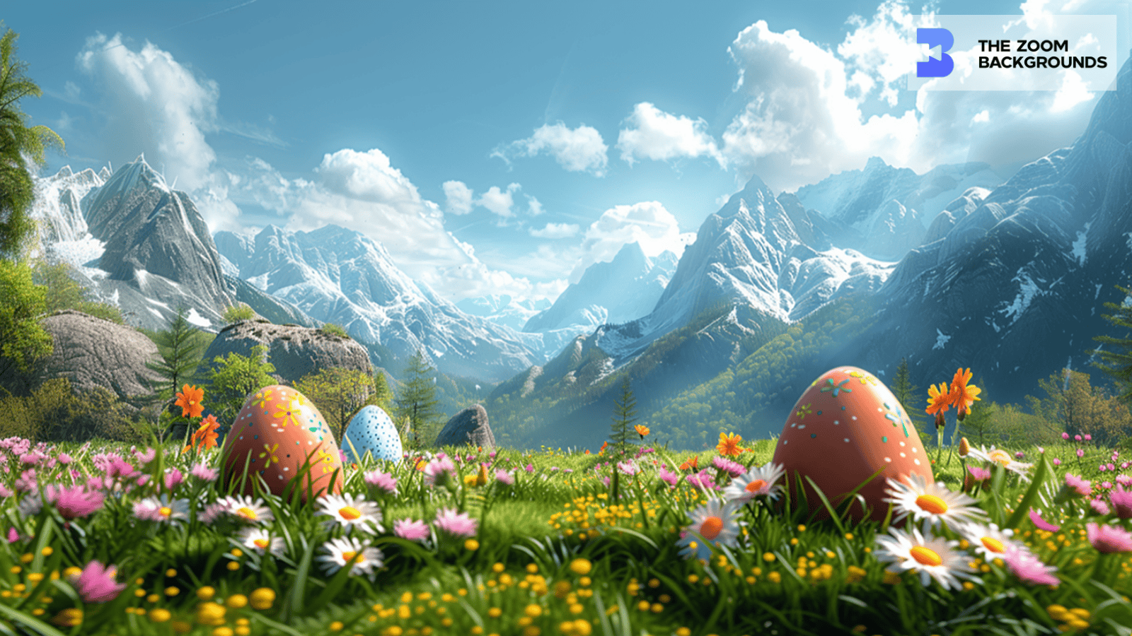 Beautiful Easter Meadow Zoom Background – thezoombackgrounds.com