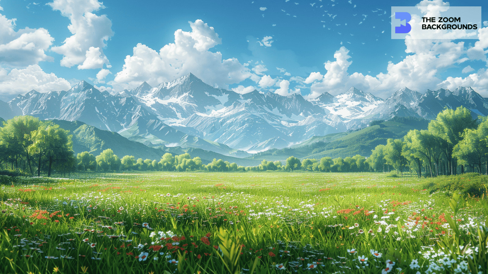 Flower Grass Field Landscape Zoom Background – thezoombackgrounds.com