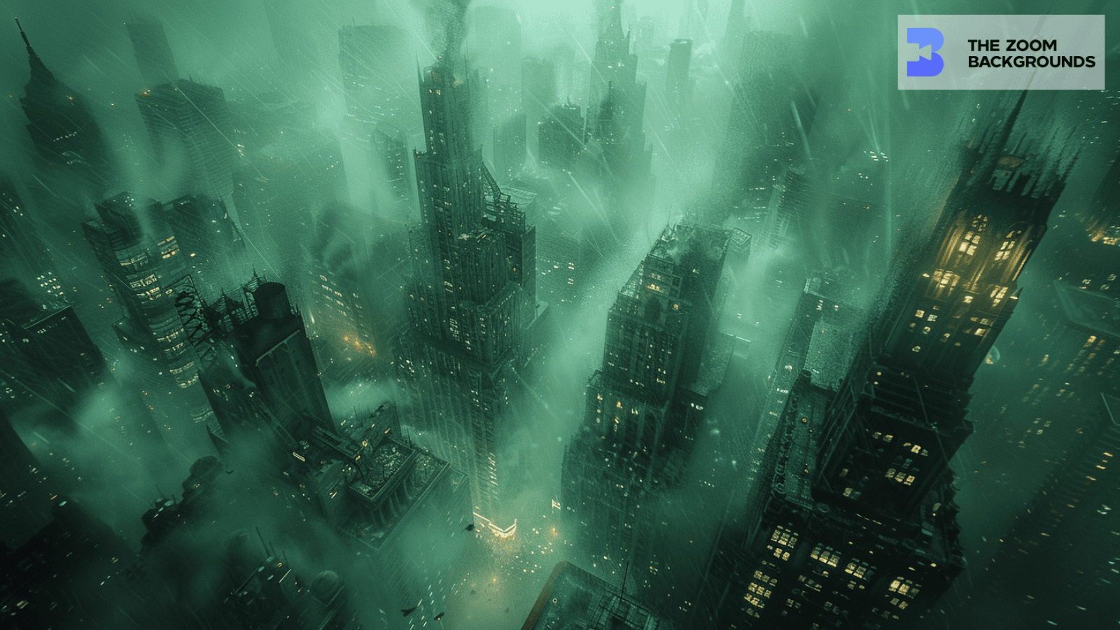 Green Gotham City Zoom Background – thezoombackgrounds.com