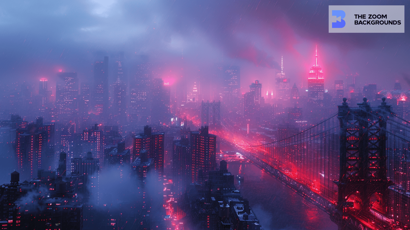 Gotham City with Pink and Purple Lights Zoom Background ...