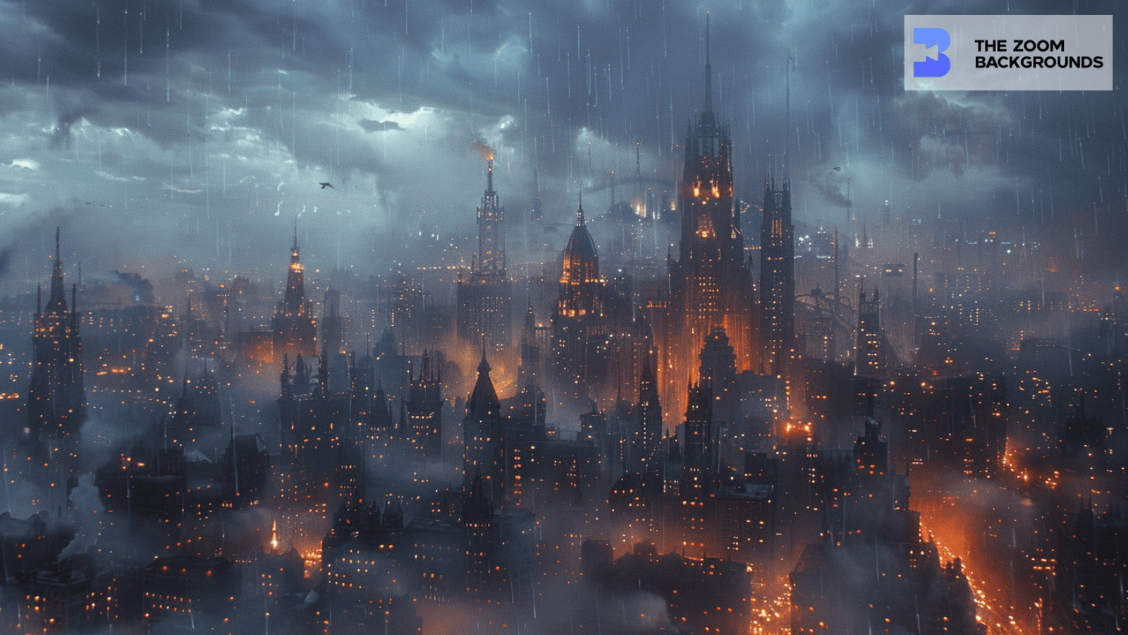 Rainy Gotham City Zoom Background – thezoombackgrounds.com