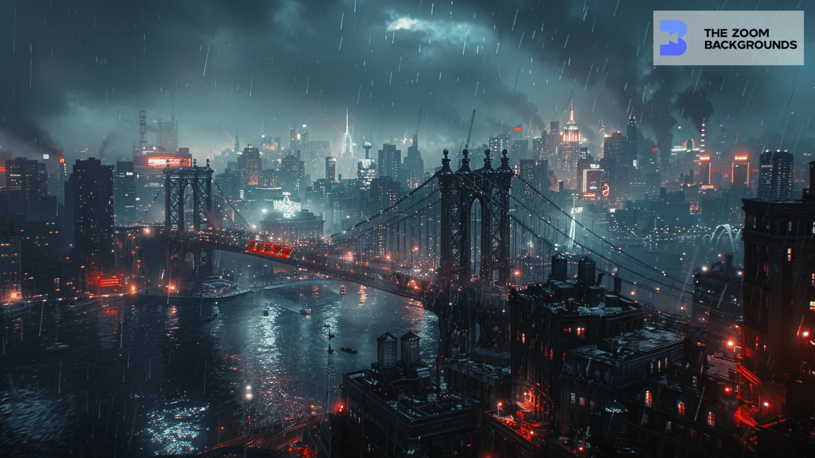 Dark with Pink Lights Gotham City Zoom Background – thezoombackgrounds.com