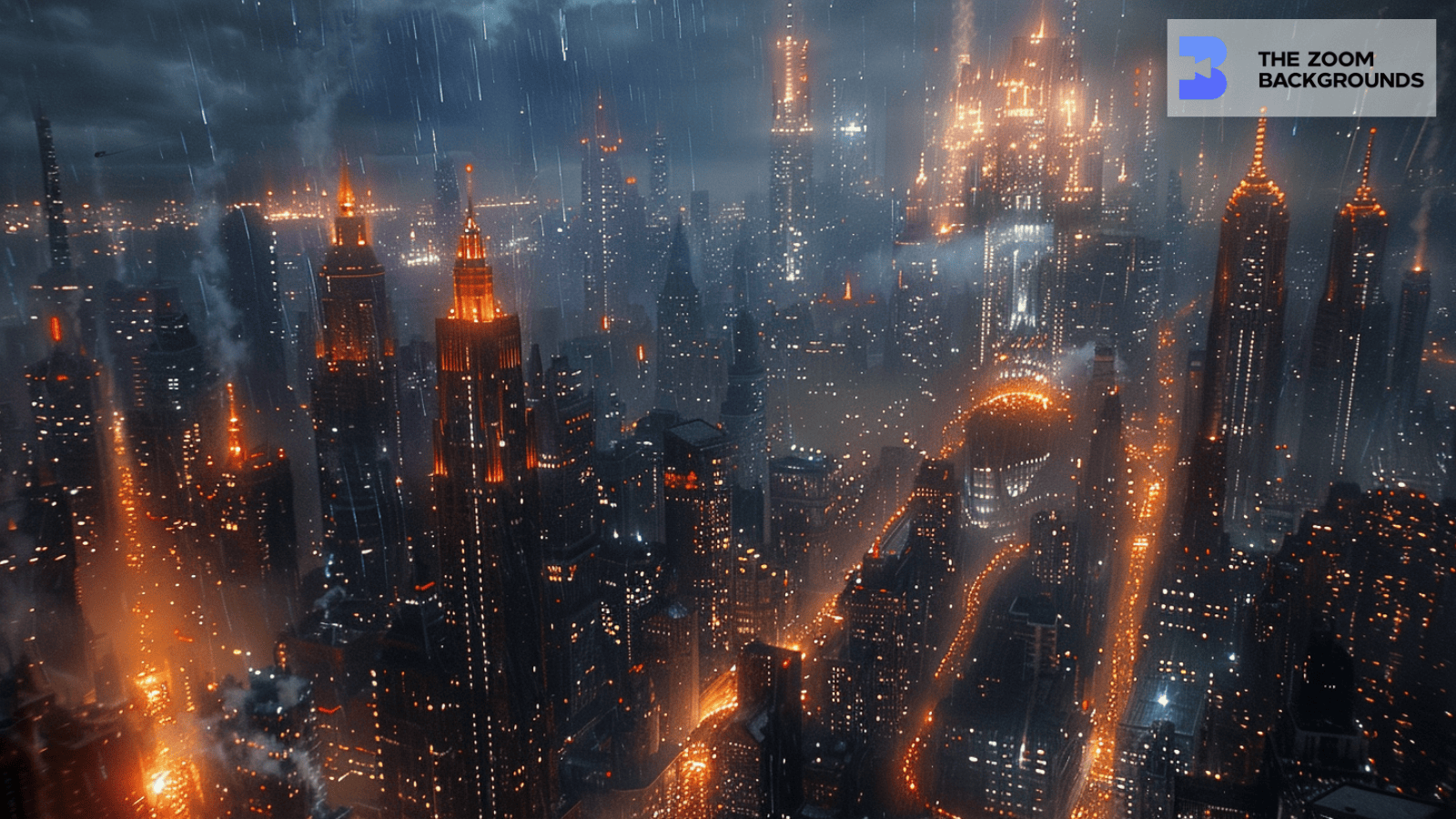 Street Lights in Gotham City Zoom Background – thezoombackgrounds.com