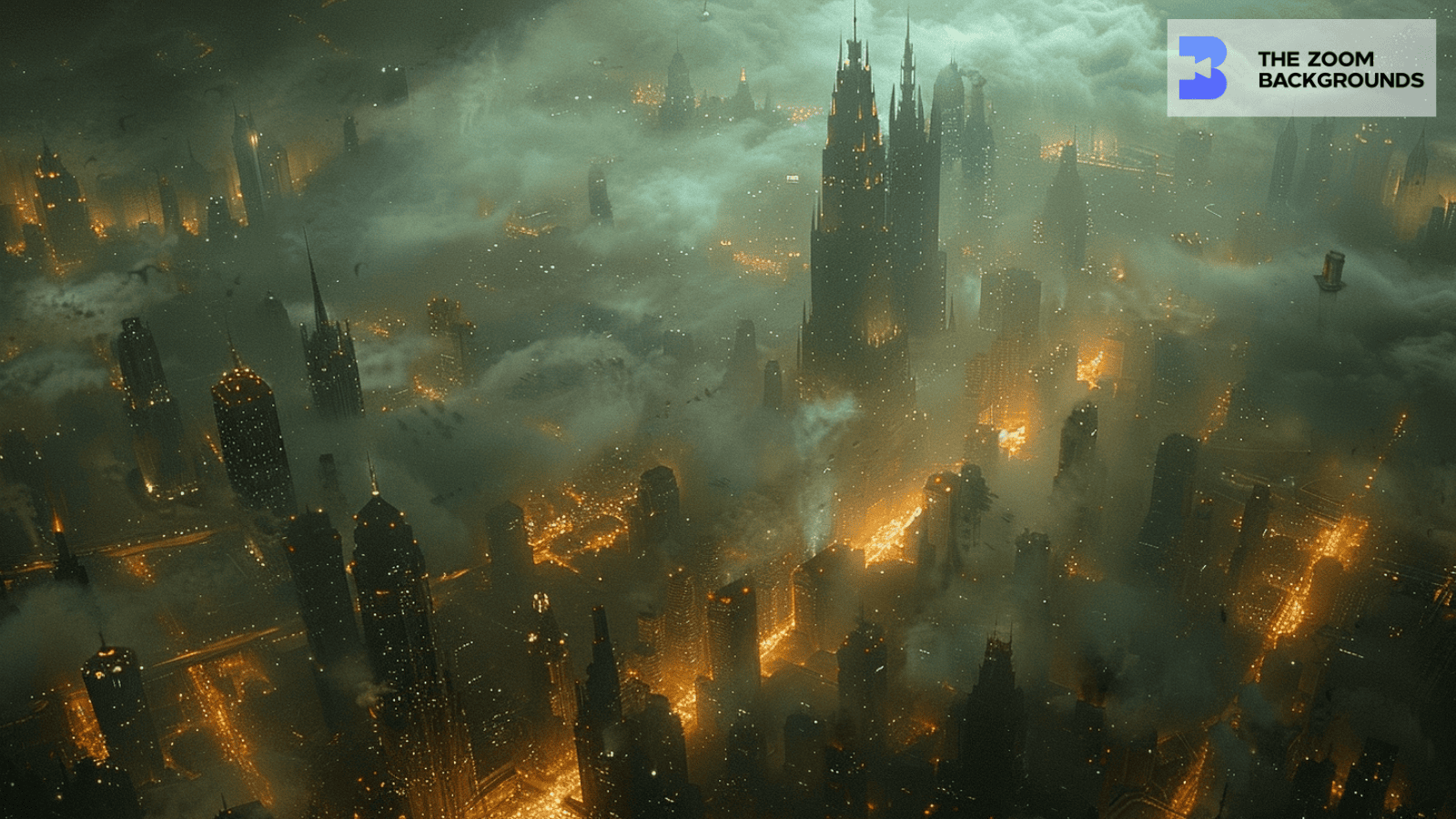 Gotham City with Yellow Lights Zoom Background – thezoombackgrounds.com