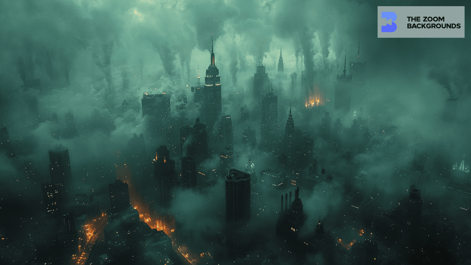 Gotham City with Smokes Zoom Background – thezoombackgrounds.com