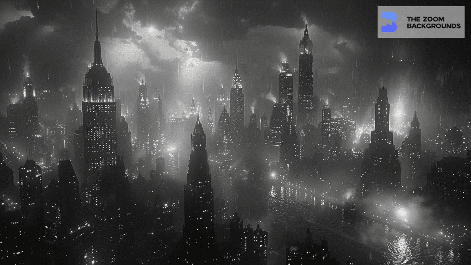 Black and White Gotham City Zoom Background – thezoombackgrounds.com