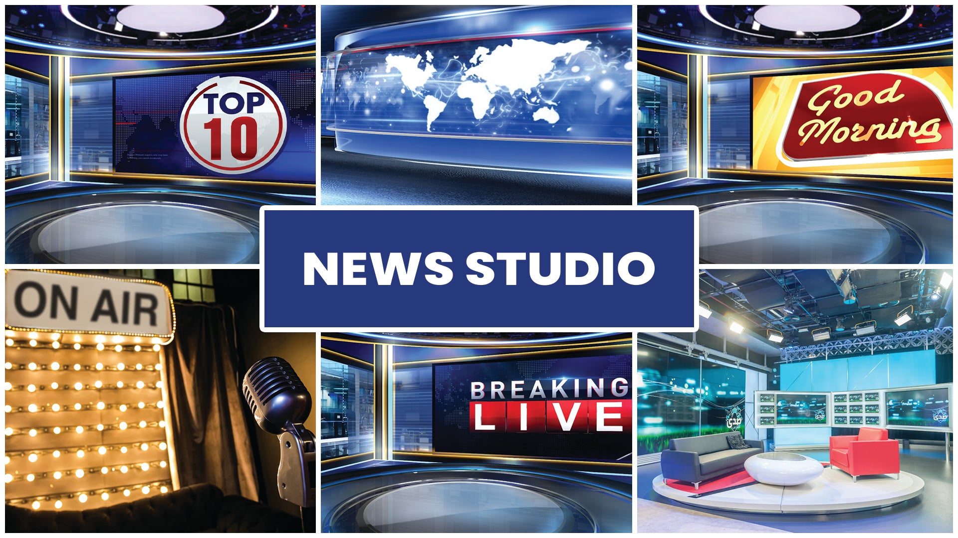 News Anchor Desk & Studio Zoom Backgrounds Set (20 images ...