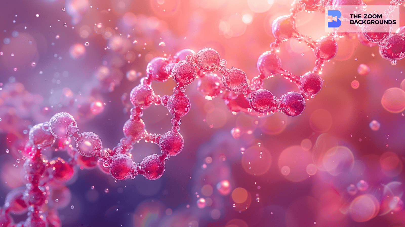 Pink DNA Molecules Zoom Background – thezoombackgrounds.com