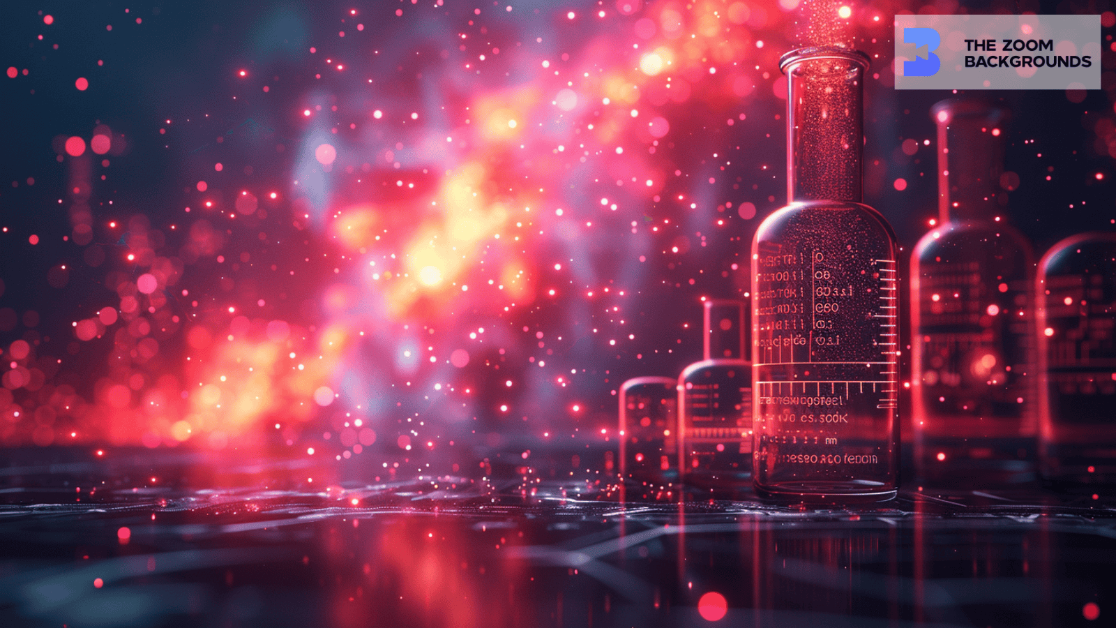 Pink Science Laboratory Flasks Zoom Background – thezoombackgrounds.com