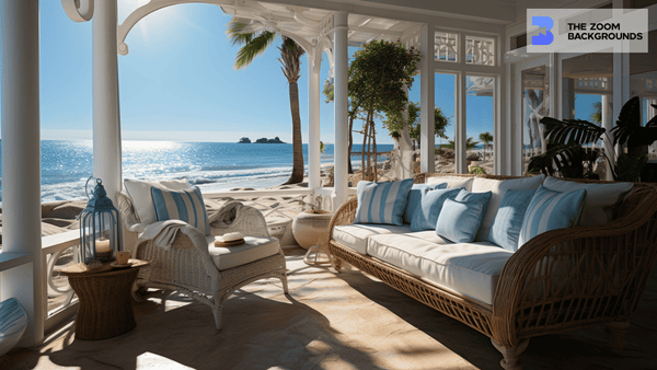 Oceanfront Tropical Villa Bliss Zoom Background – thezoombackgrounds.com
